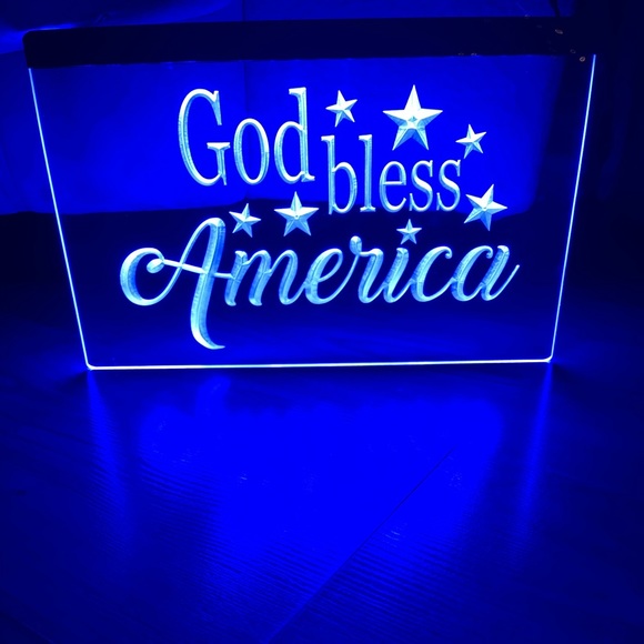 Other | God Bless America Led Neon Blue Light Sign 8x12 | Poshmark